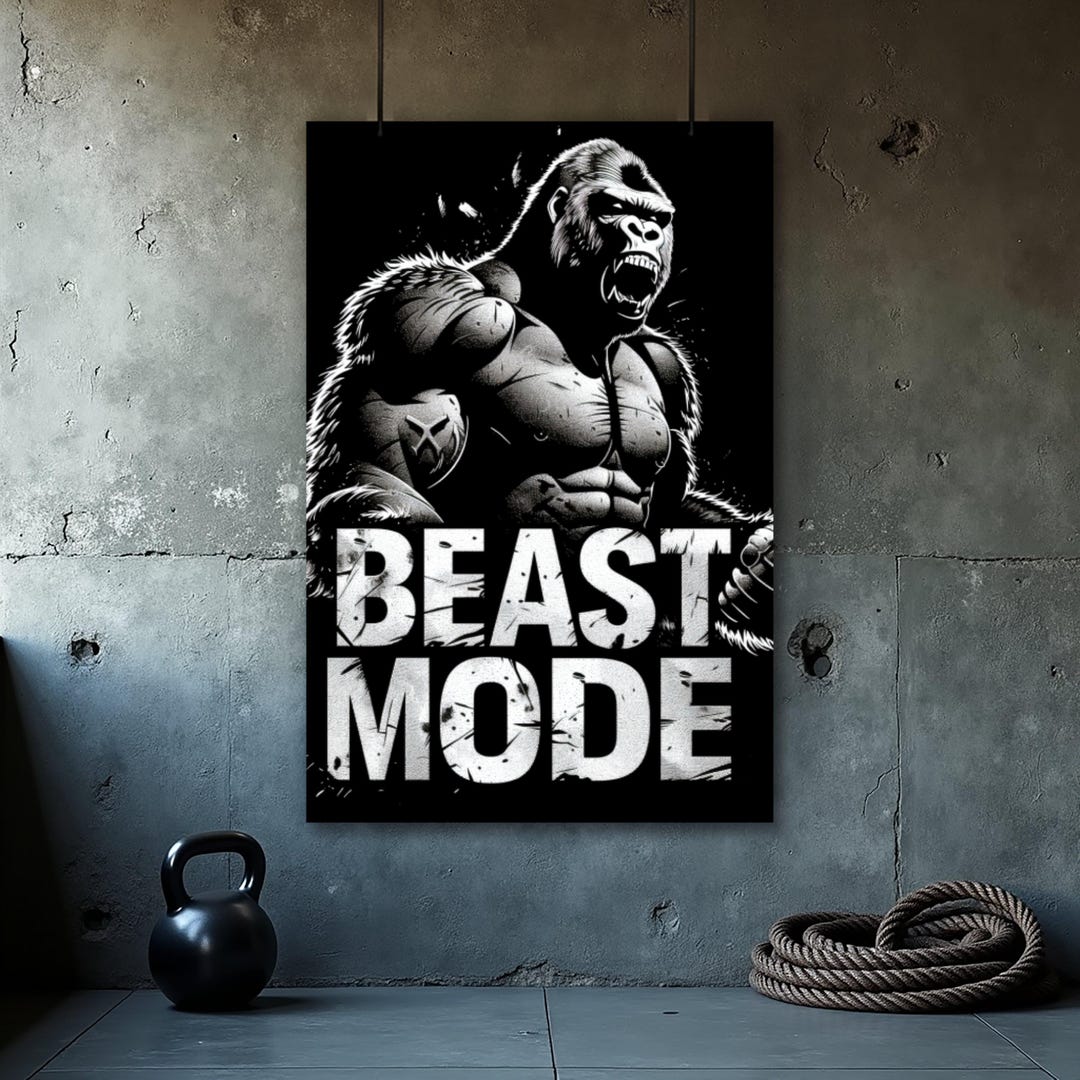 Beast Mode Motivational Poster, Home Gym Decor, Office Decor, Fitness ...