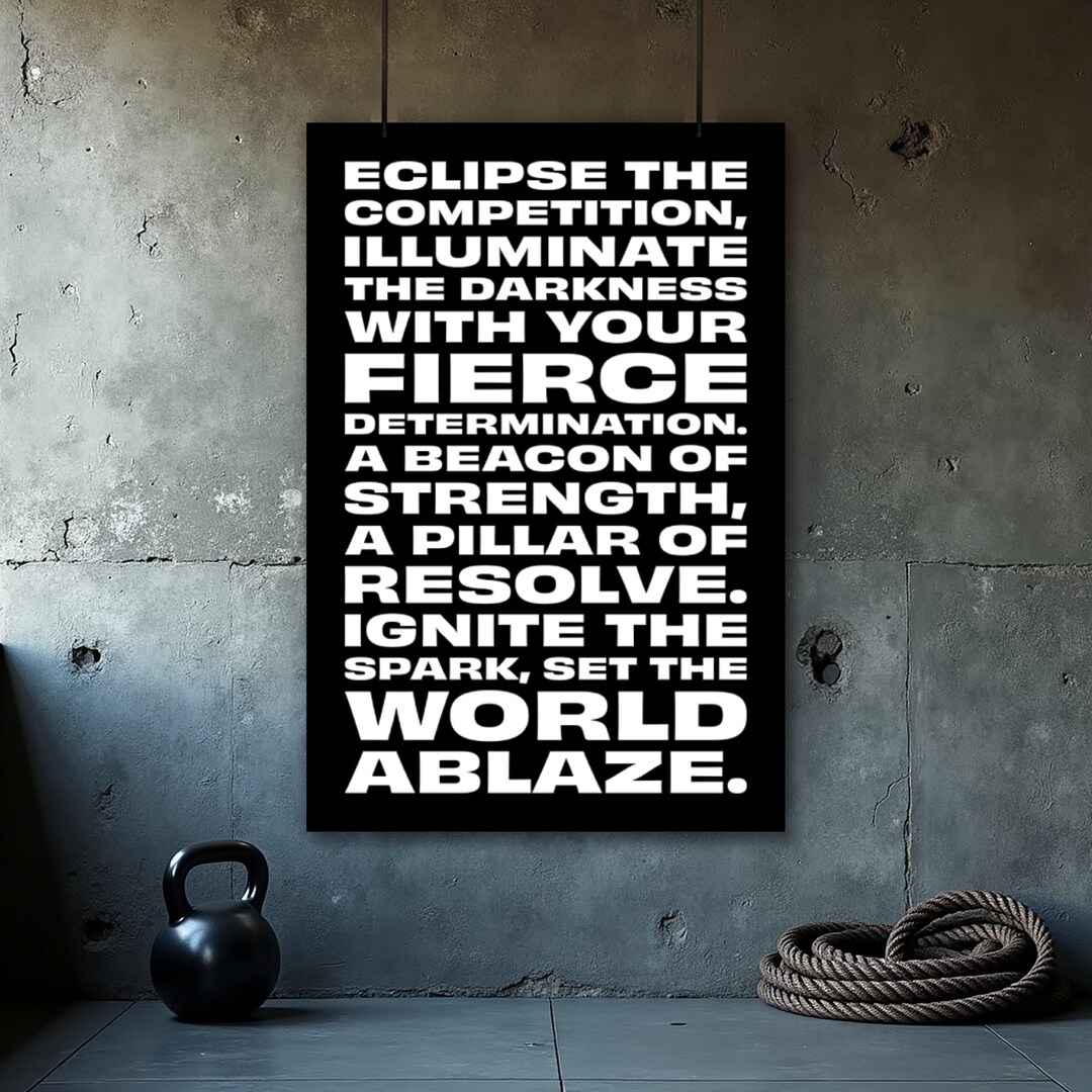 Fitness Wall Art Poster, Motivational Quote Home Gym Decor, Workout ...