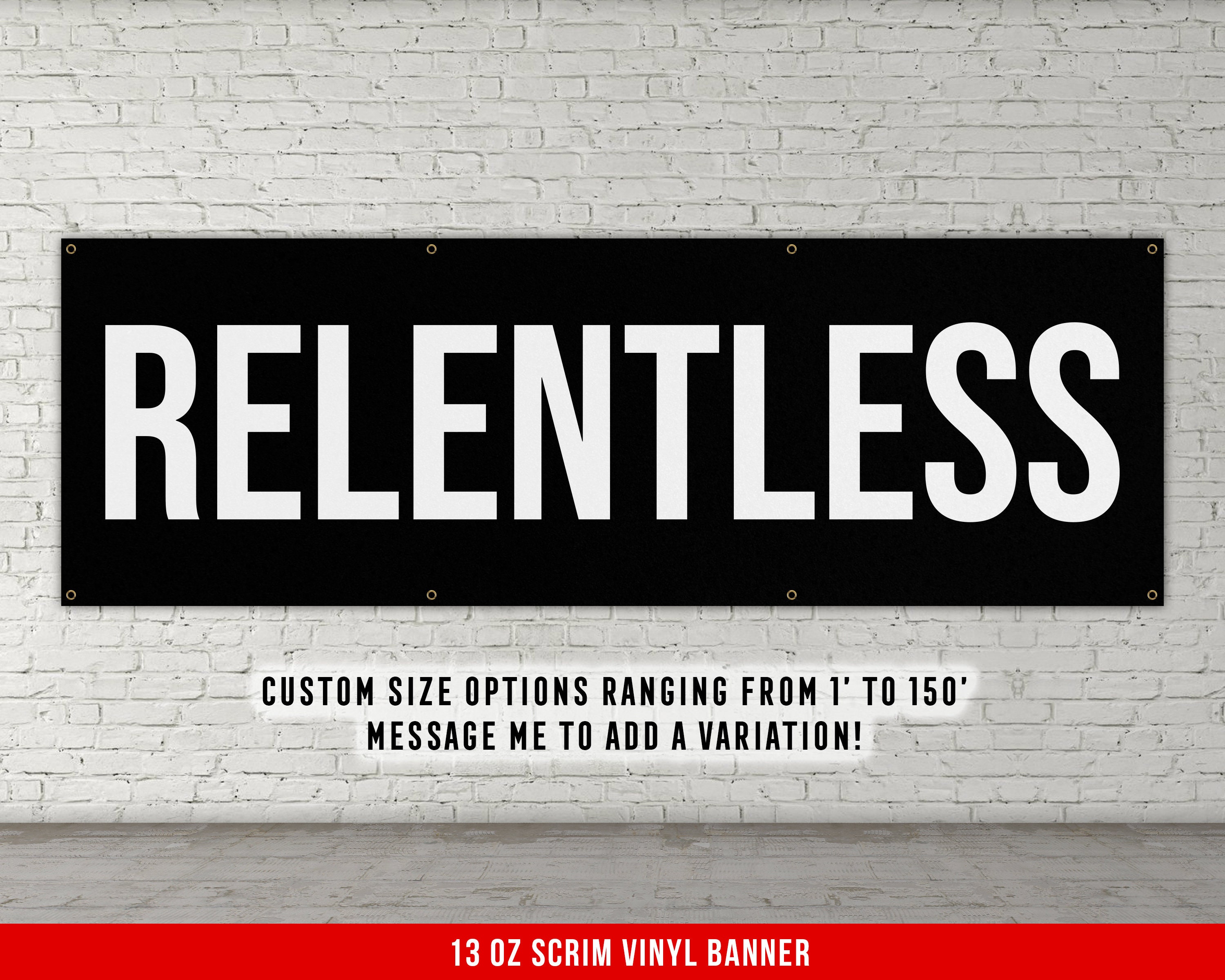 Relentless Banner Motivational Home Gym Decor Large Quote | Etsy