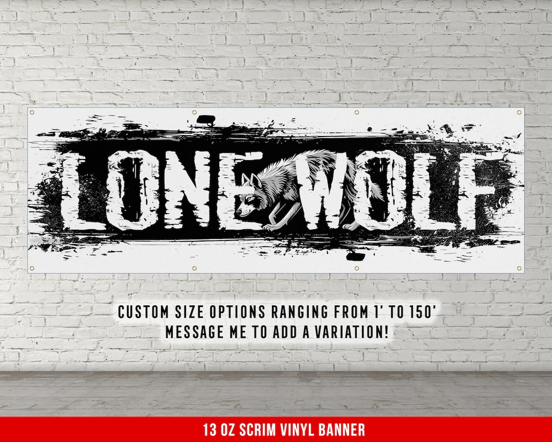 Lone Wolf Banner - Home Gym Decor - Large Inspirational Wall Art ...