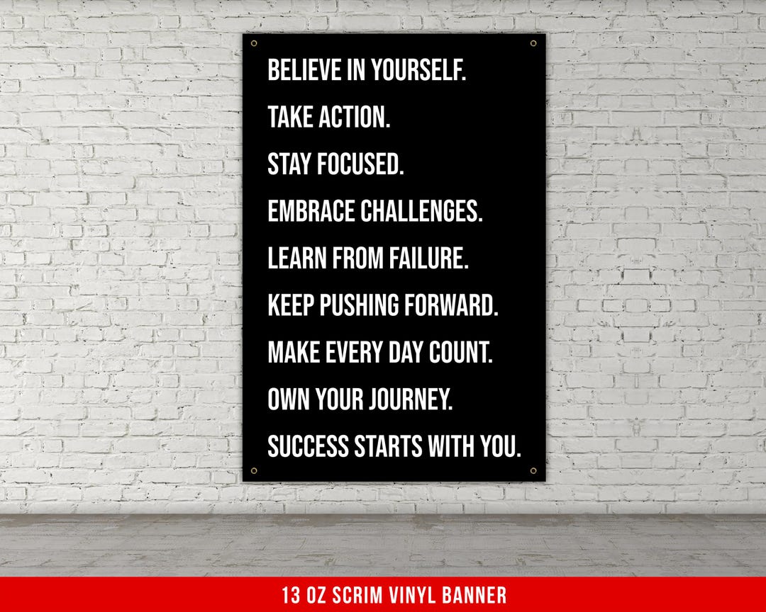 Motivational Quote Banner Wall Art Home Gym Decor Inspirational Poster ...