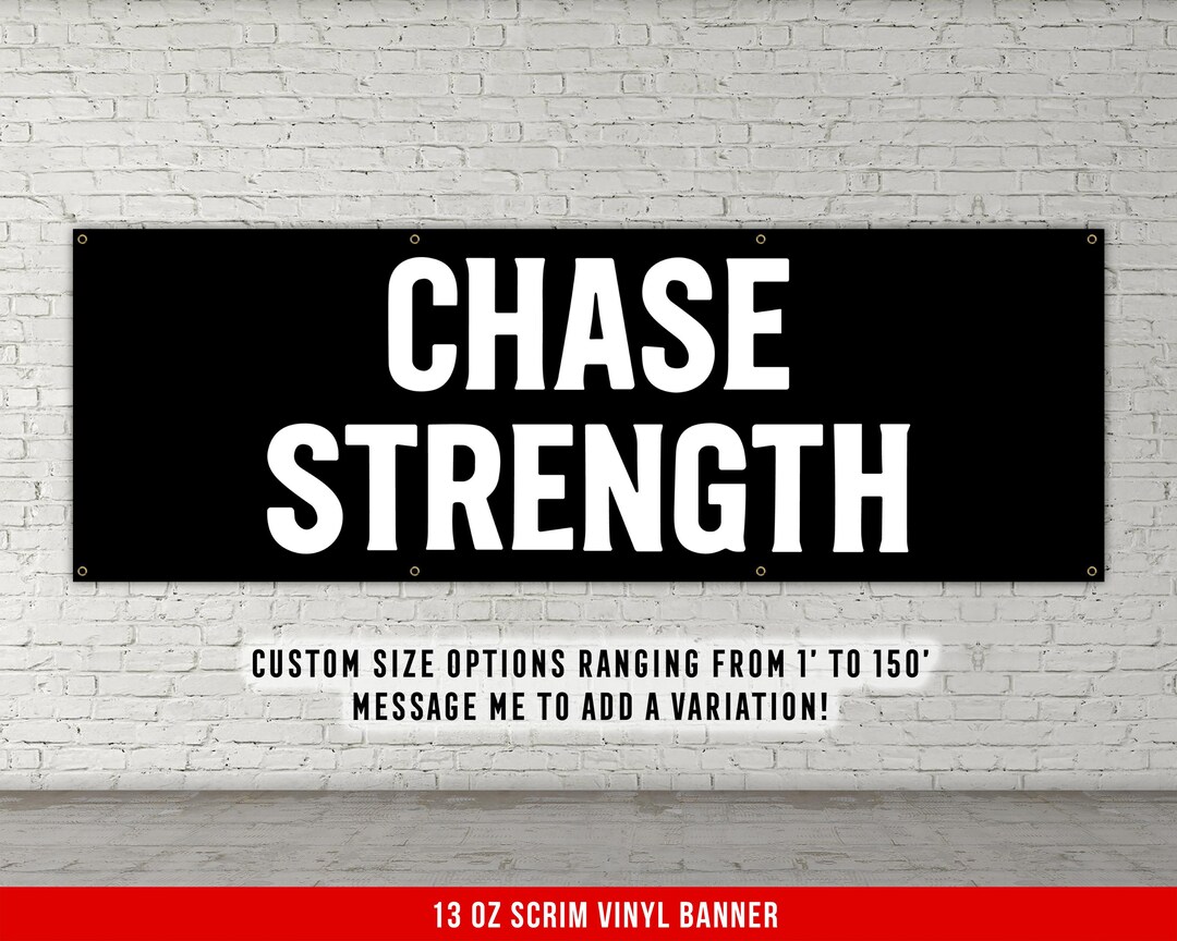 Chase Strength Banner, Gym Motivational Banner, Weightlifting Banner ...