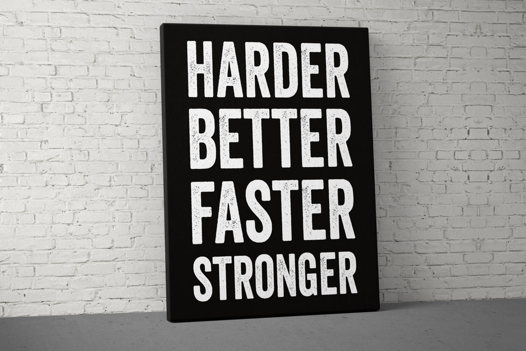 Harder Better Faster Stronger Canvas - Home Gym Decor - Large Quote ...