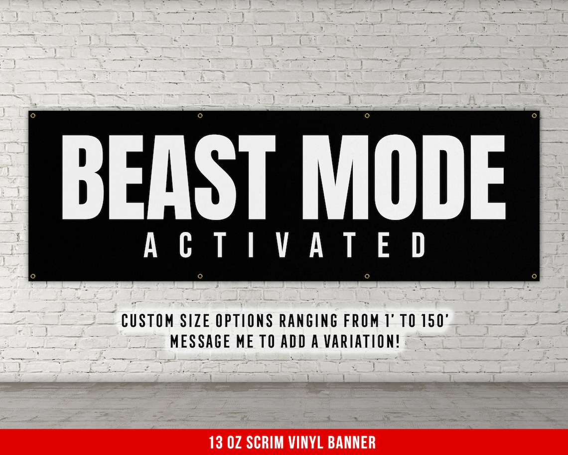 Beast Mode Banner Motivational Home Gym Decor Large Quote | Etsy