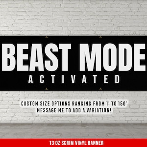 Beast Mode Banner - Motivational Home Gym Decor - Large Quote Wall Art ...