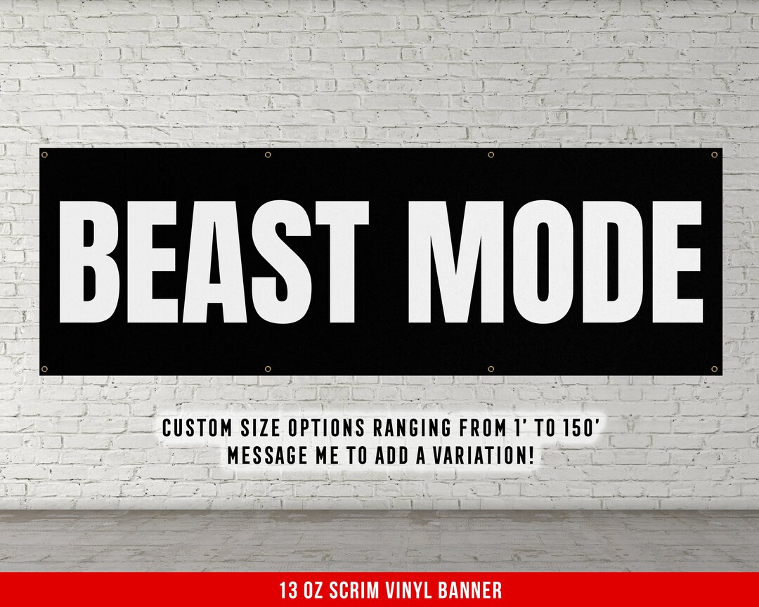 Beast Mode Banner - Motivational Home Gym Decor - Large Quote Wall Art ...