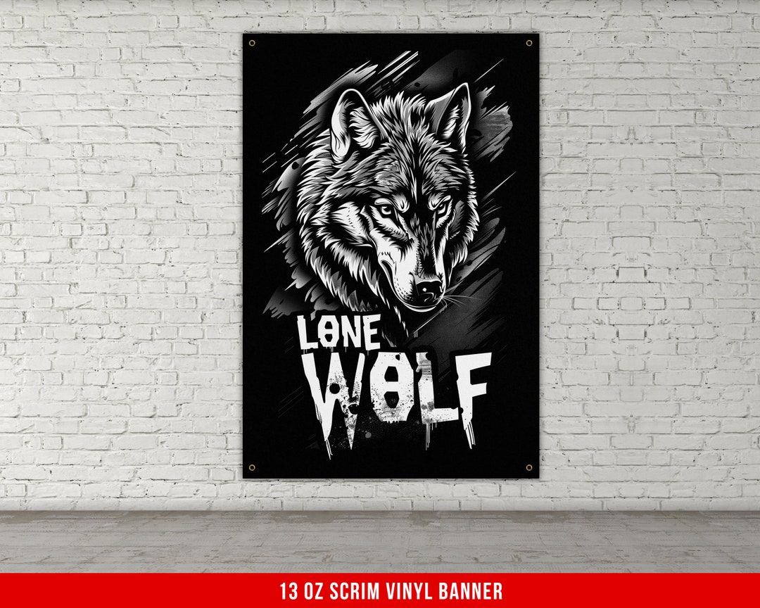 Lone Wolf Banner - Strength Training Decor - Large Motivational Wall ...