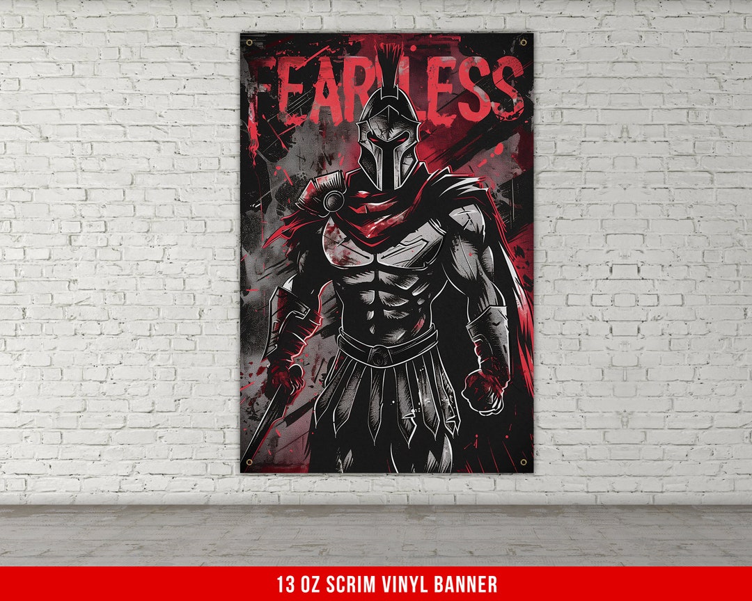 Fearless Banner - Workout Motivation - Large Quote Wall Art - Home Gym ...
