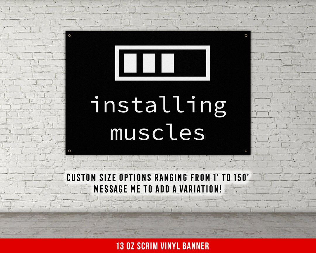 Installing Muscles Funny Banner - Home Gym Decor - Large Motivational ...