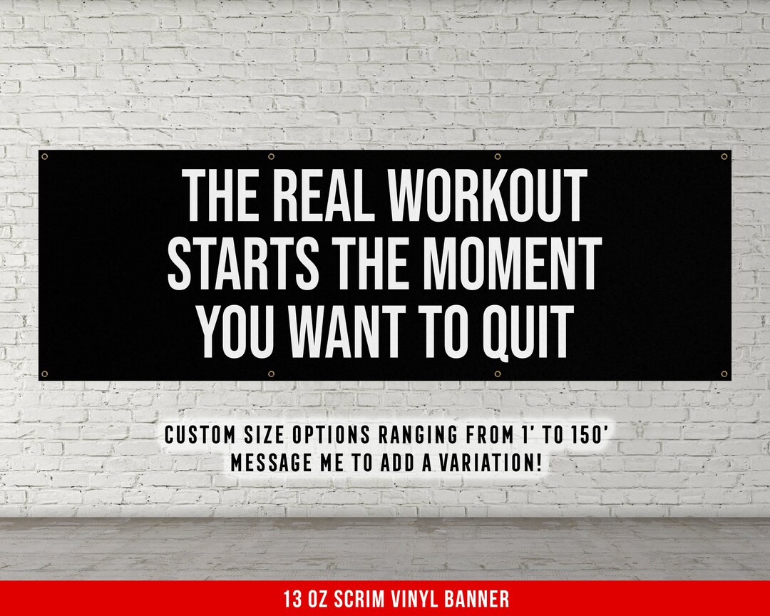 The Real Workout Banner - Motivational Home Gym Decor - Large Quote ...