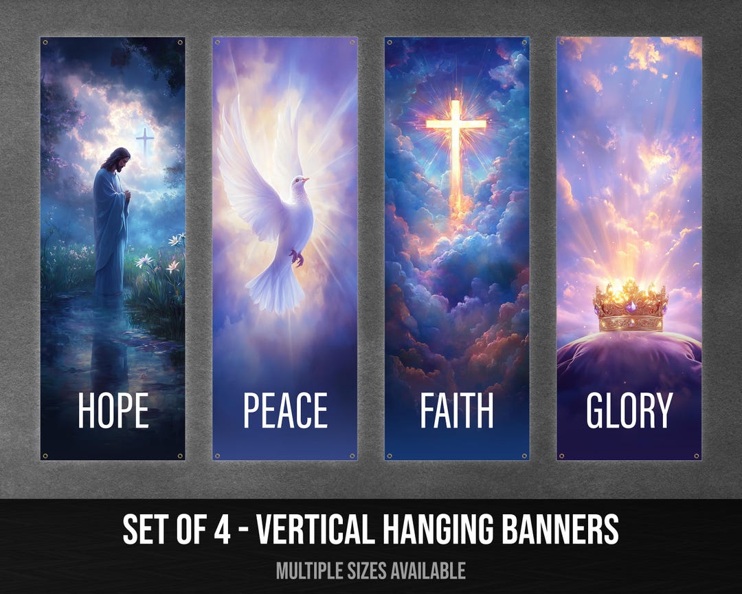 Christian Home Decor - Set of 4 Catholic Banners - Jesus, Holy Spirit ...