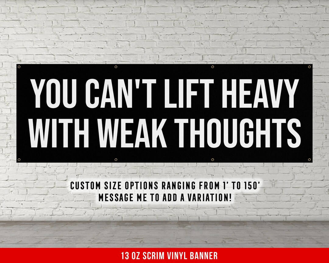 Lift Heavy Think Strong - Motivational Home Gym Banner - Large Quote ...