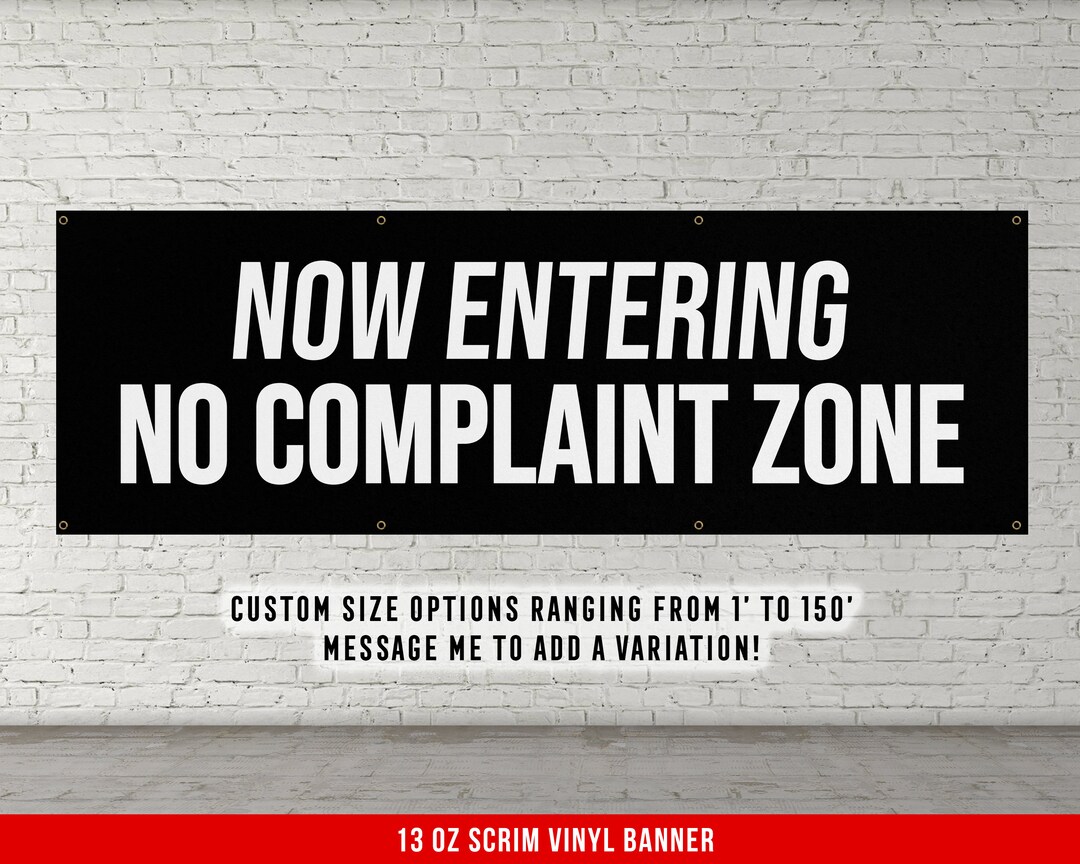 No Complaint Zone Banner - Motivational Home Gym Decor - Large Quote ...