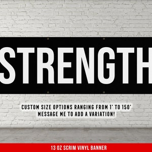 Strength Banner - Motivational Home Gym Decor - Large Quote Wall Art ...