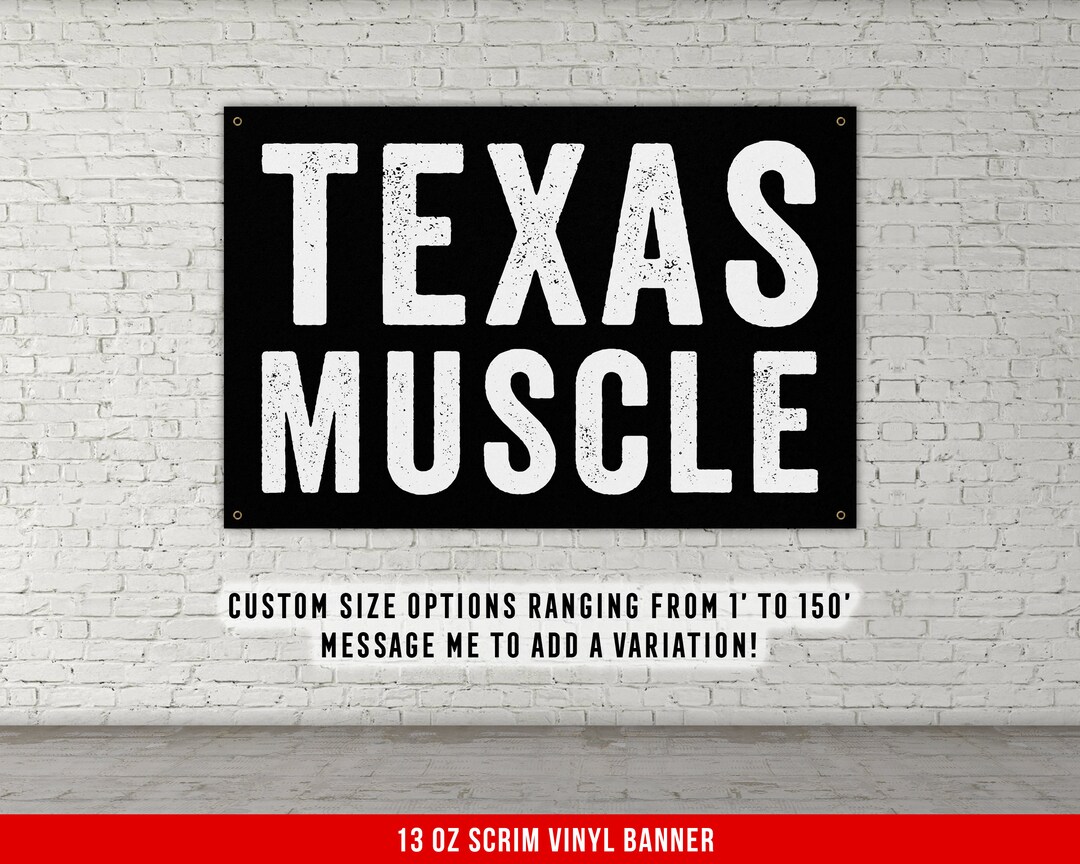 Texas Muscle Banner - Home Gym Decor - Large Quotes Wall Art - Garage ...