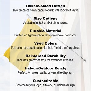 Custom Double Sided Pole Flag | Personalized Indoor Outdoor Flag | 3x2 ...