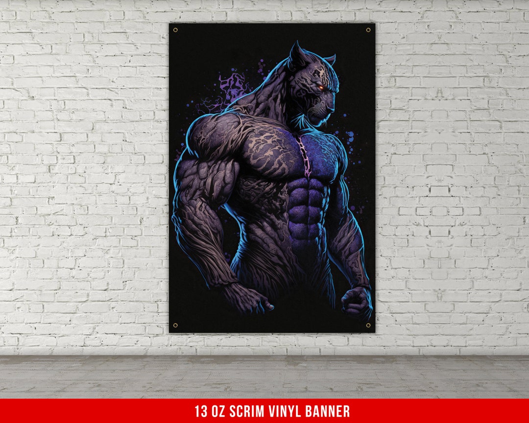 Tiger Muscles Banner Home Gym Decor Large Motivational Wall Art ...