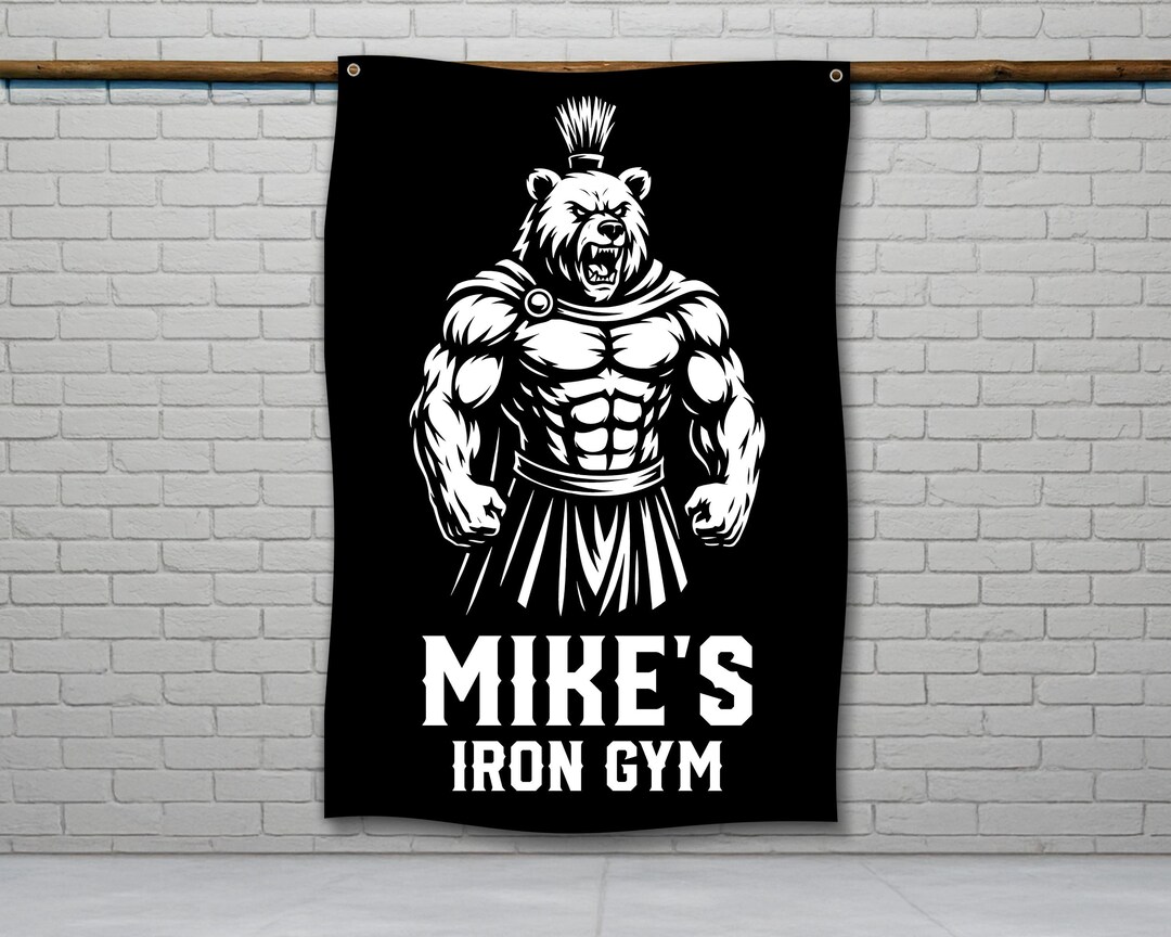 Gym Flags, Bear Spartan, Motivational Decor, Home Gym Decor, Garage Gym ...