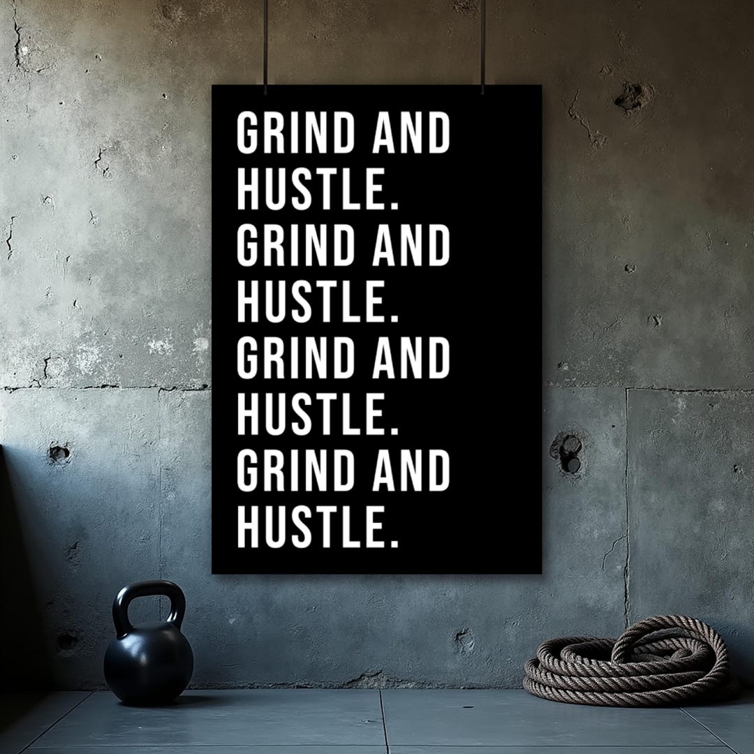 Grind Hustle Poster, Home Gym Poster, Fitness Print, Motivation Quotes ...
