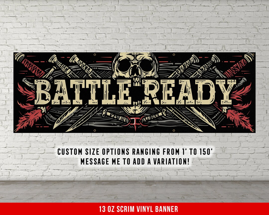 Battle Ready Banner - Strength Training Decor - Large Motivational Wall ...