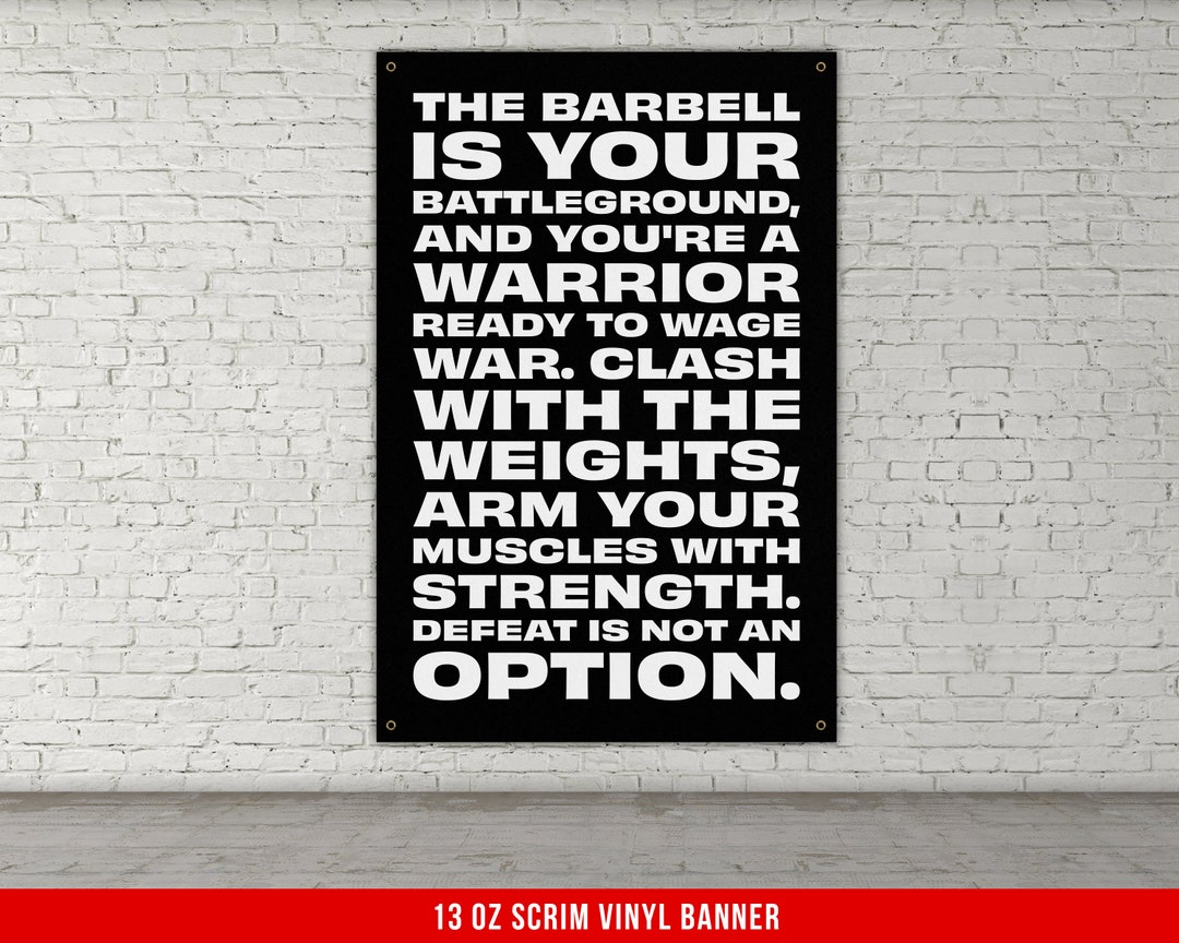 The Barbell is Your Battleground Banner Home Gym Decor Large Quotes ...