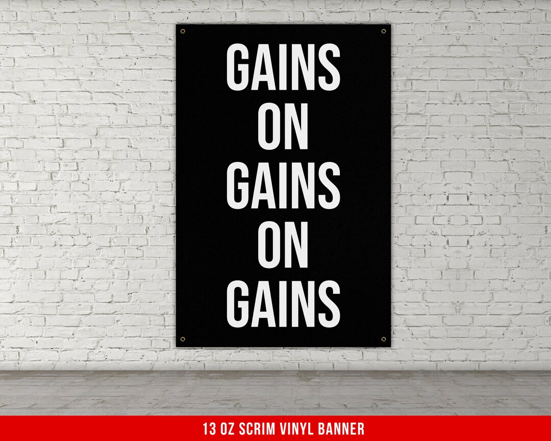 Gains on Gains Banner Home Gym Decor Large Quotes Wall Art ...