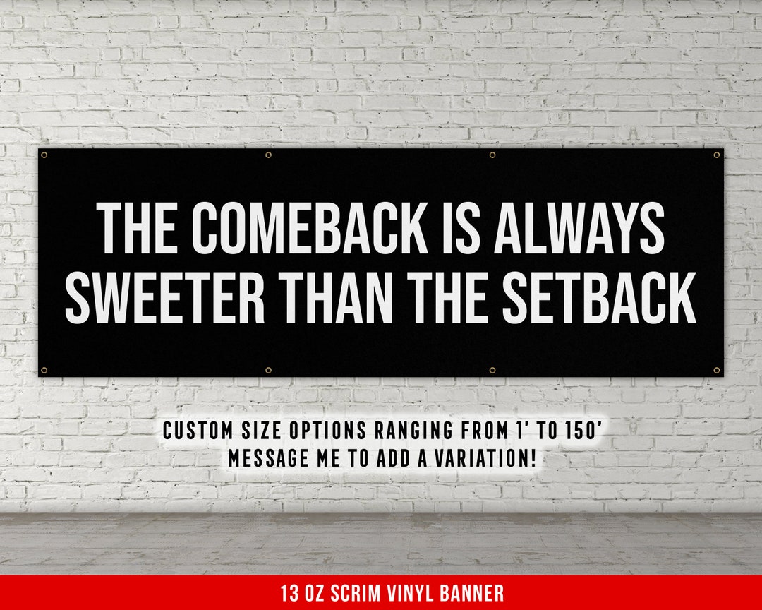 Comeback Setback Banner - Motivational Home Gym Decor - Large Quote ...