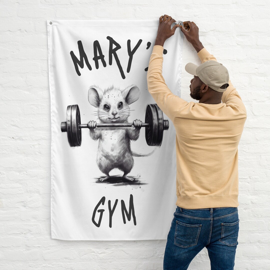 Mouse Weights Custom Gym Flags Gym Gifts Weightlifting Decor Home Gym ...