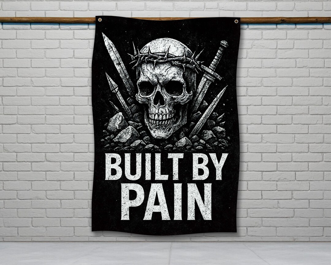 Skull Flag, Motivational Gym Flag, Gym Decor, Gym Flags, Garage Gym ...