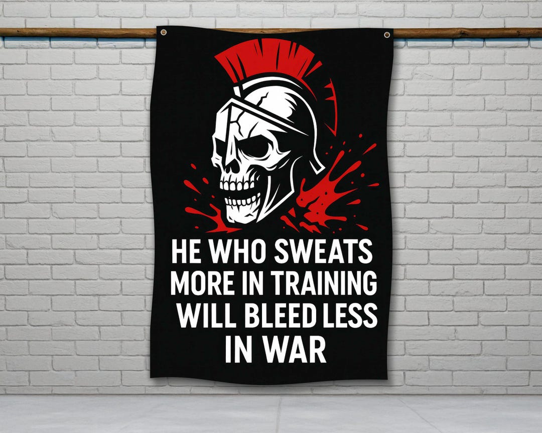 Home Gym Flag, Motivational Gym, Gym Wall Art, Spartan Skull Flag ...