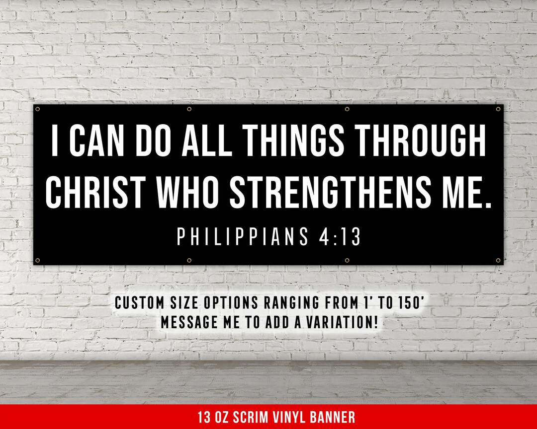 Christian Gym Banner, I Can Do All Things, Home Gym Decor, Fitness ...