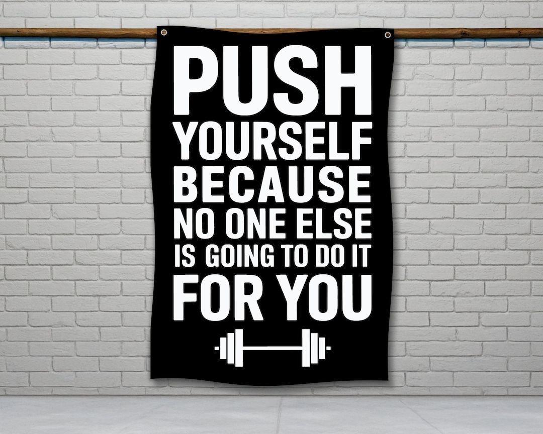 Home Gym Flag, Motivational Gym, Home Gym Wall Art, Garage Gym Banner ...
