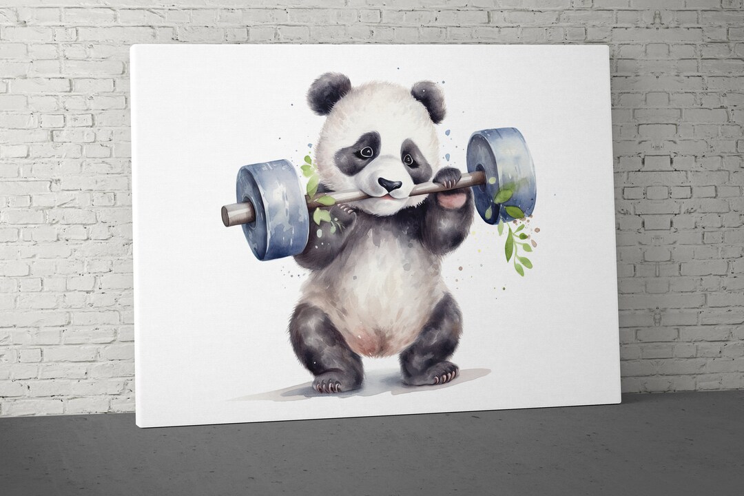 Panda Weights Canvas Home Gym Decor Large Motivational Quote Wall Art ...