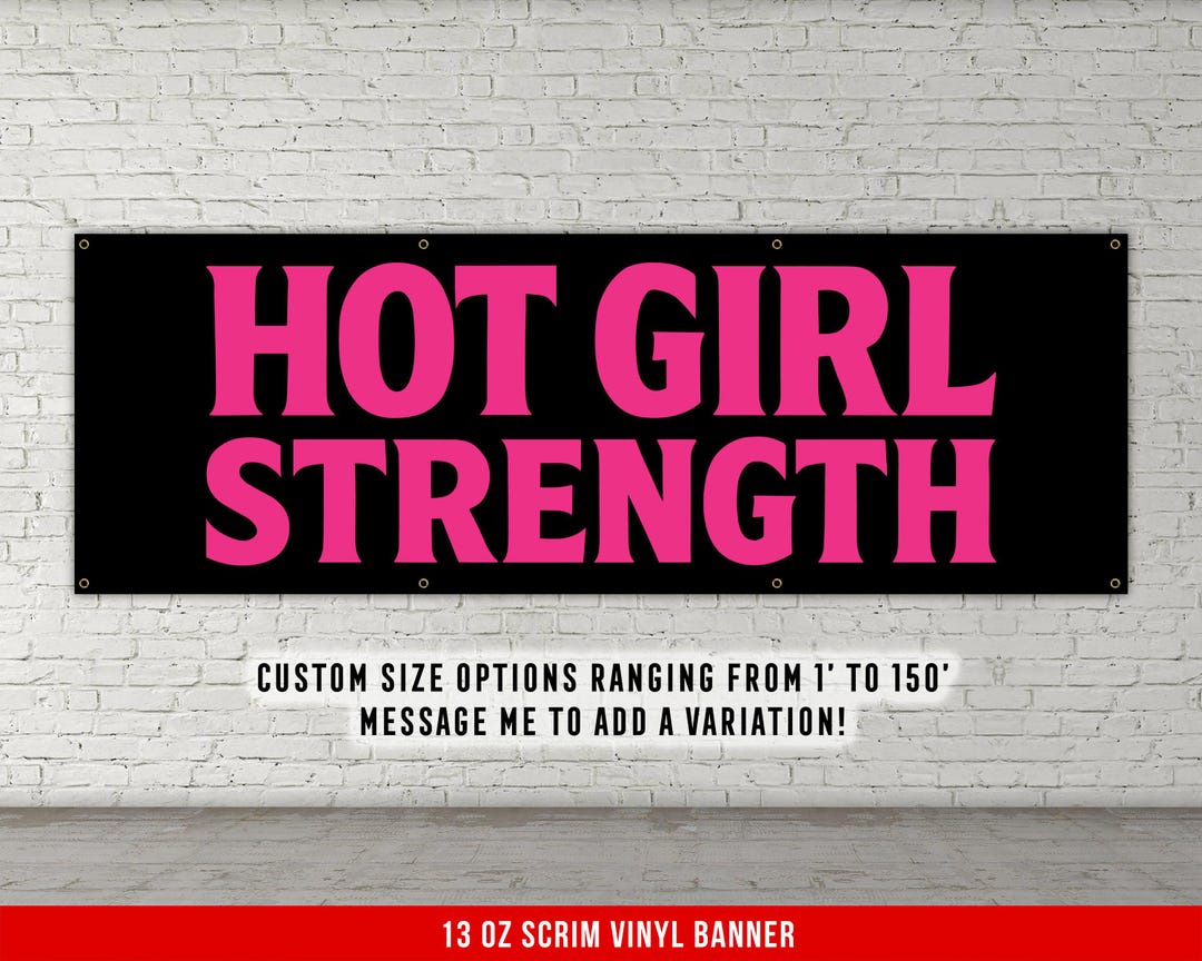 Hot Girl Strength Banner, Gym Motivational Banner, Garage Gym Banner ...