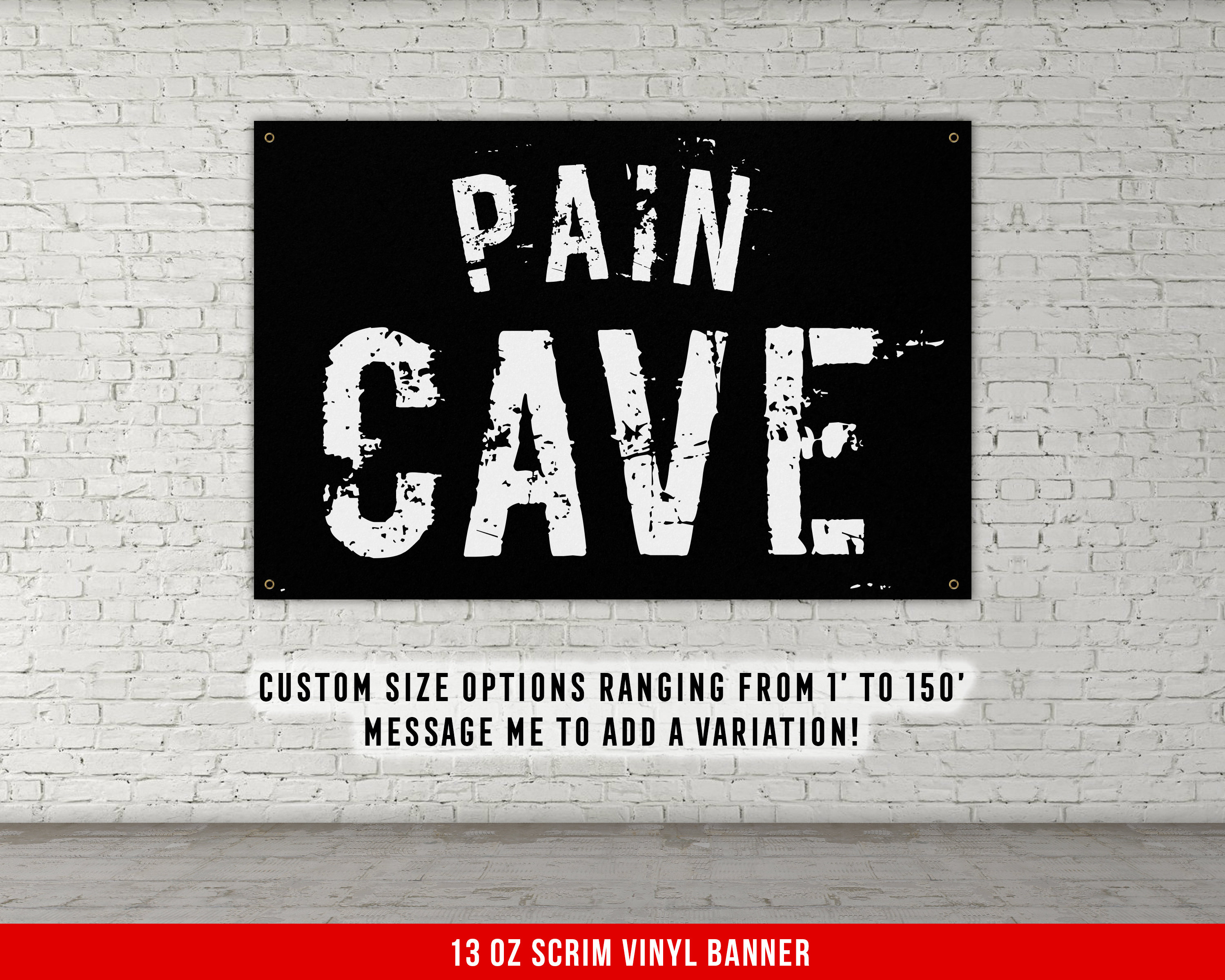 Pain Cave Banner Home Gym Decor Large Quotes Wall Art | Etsy