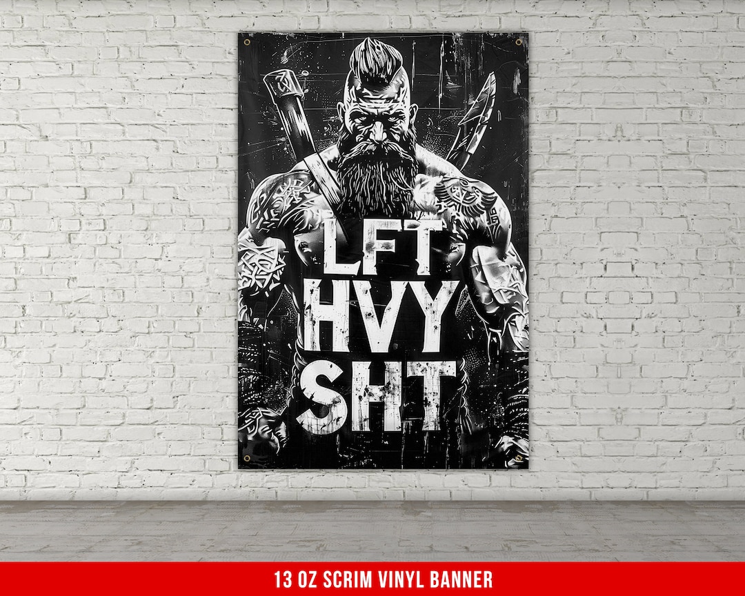 LFT HVY SHT Banner - Home Gym Decor - Large Inspirational Wall Art ...