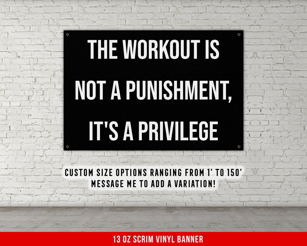 Gym Wall Art Banner, Motivational Quote, Home Gym Decor, Weightlifting ...