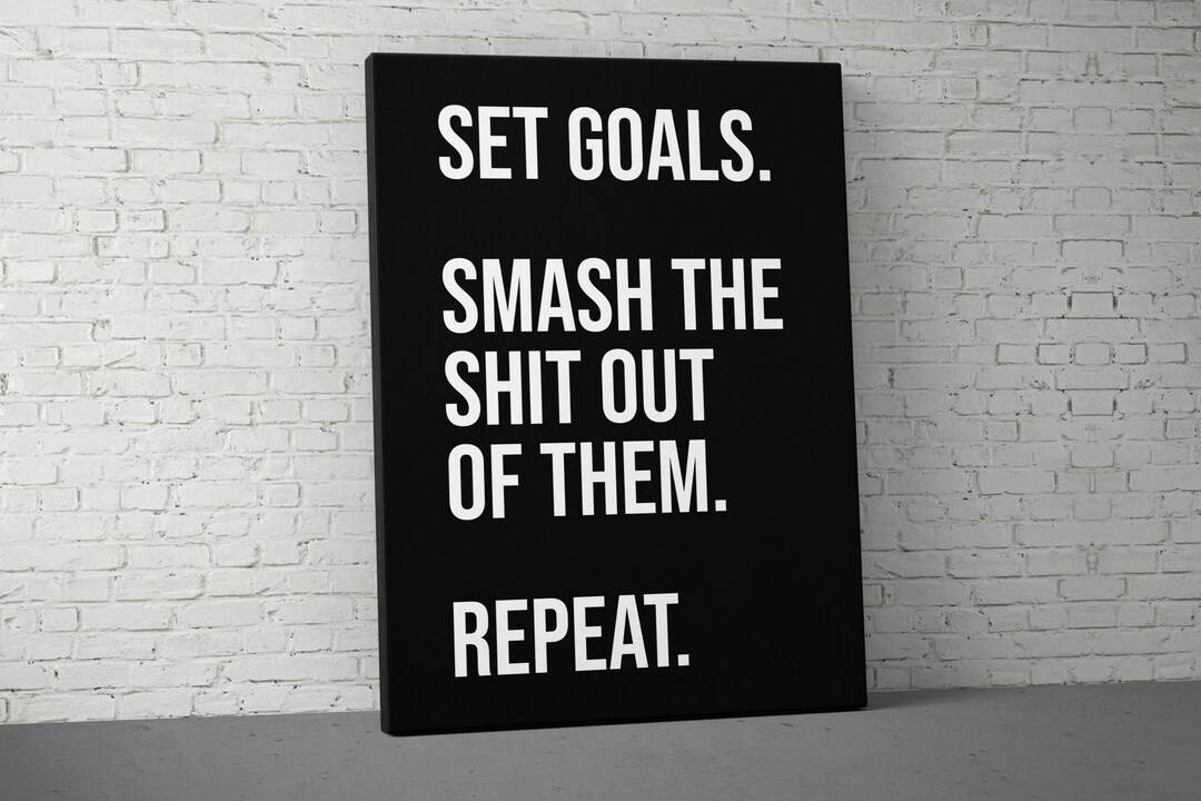 Set Goals Smash Them Canvas - Weightlifting Fitness - Large Quote Wall ...