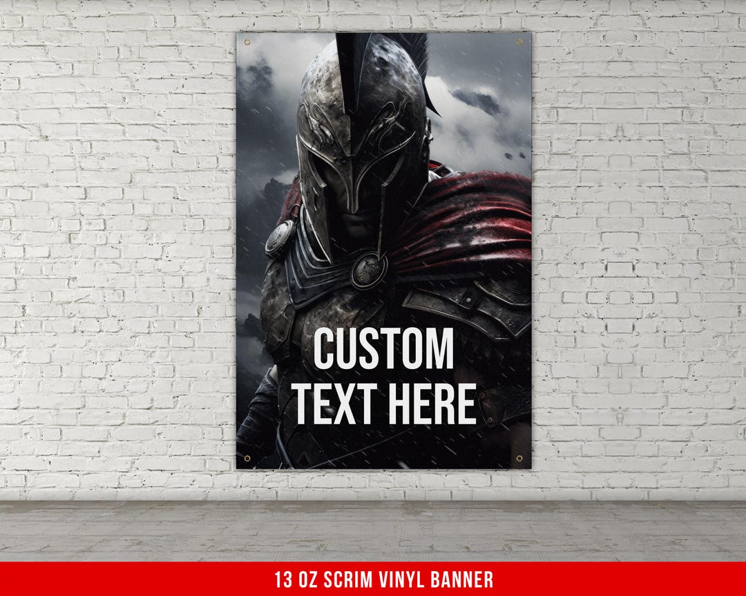 Spartan Banner Home Gym Decor, Motivational Weightlifting Quote Wall ...