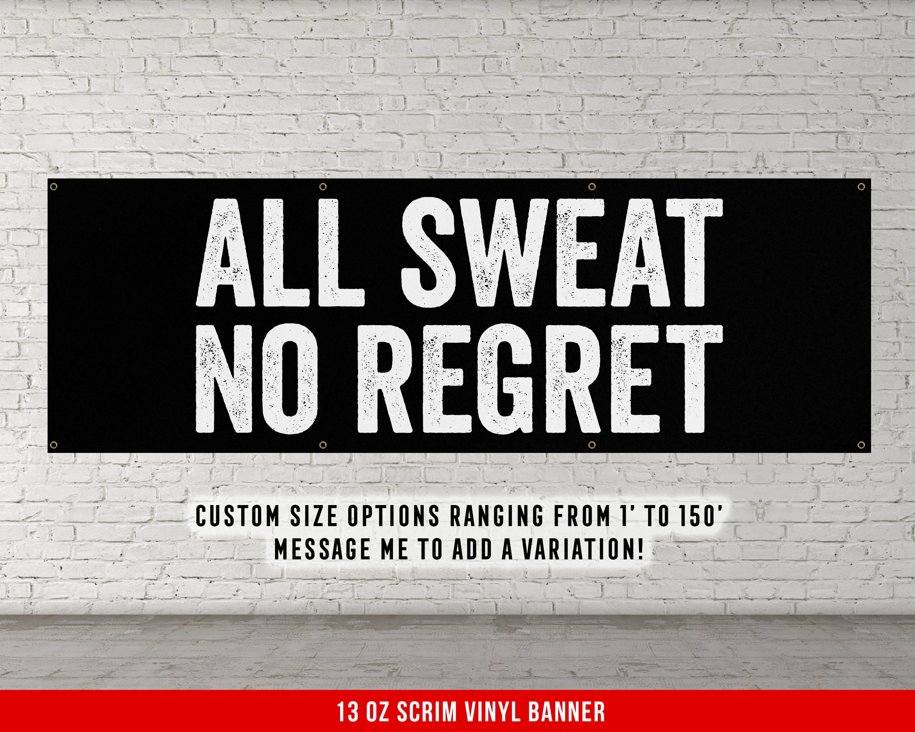 All Sweat No Regret Banner Home Gym Decor Large Quote Wall | Etsy