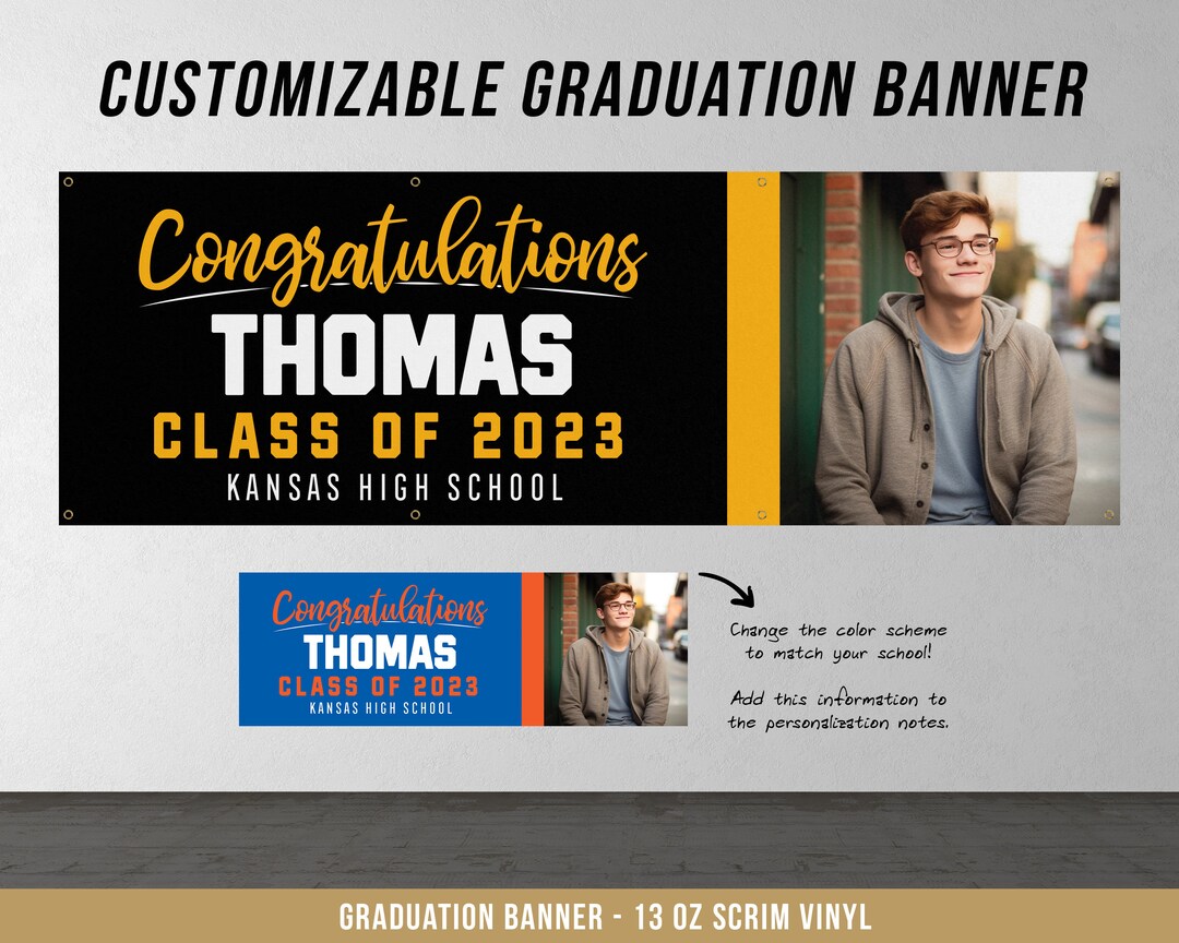 Custom Graduation Banner Personalized Decor Party High School College ...