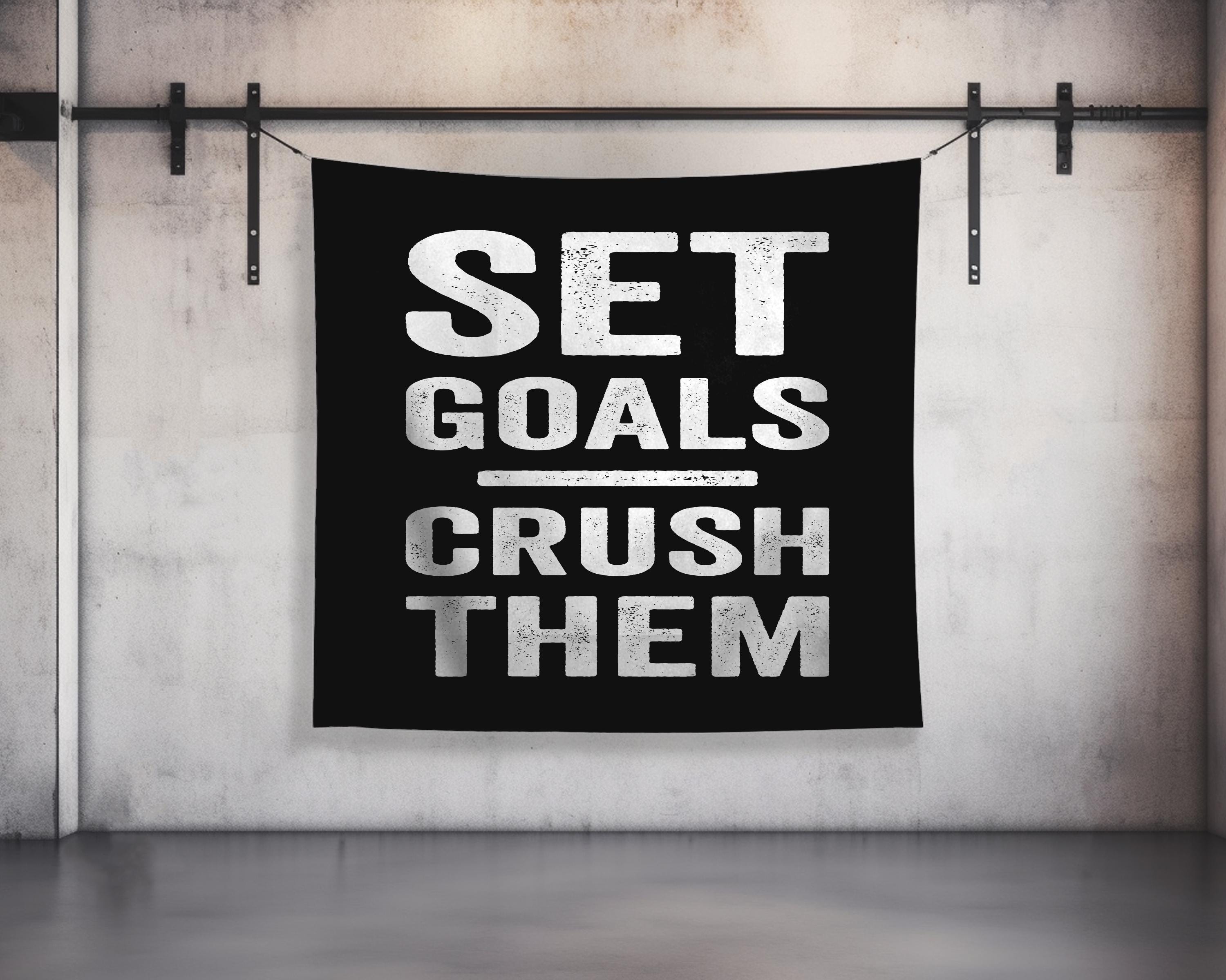 Motivational Tapestry Wall Art Set Goals Crush Them for Home Gym ...