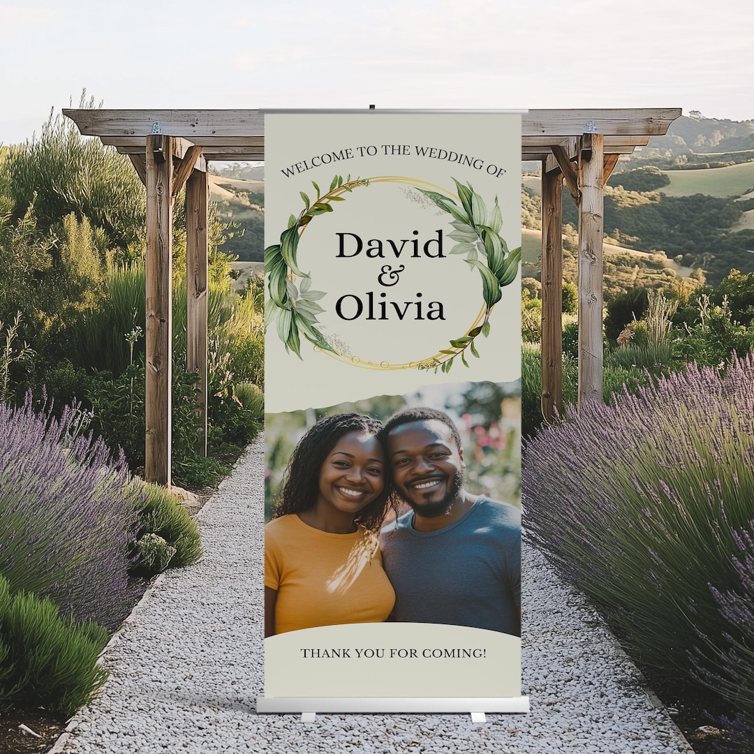 Custom Retractable Banner for Wedding – Personalized Photo Welcome Sign ...