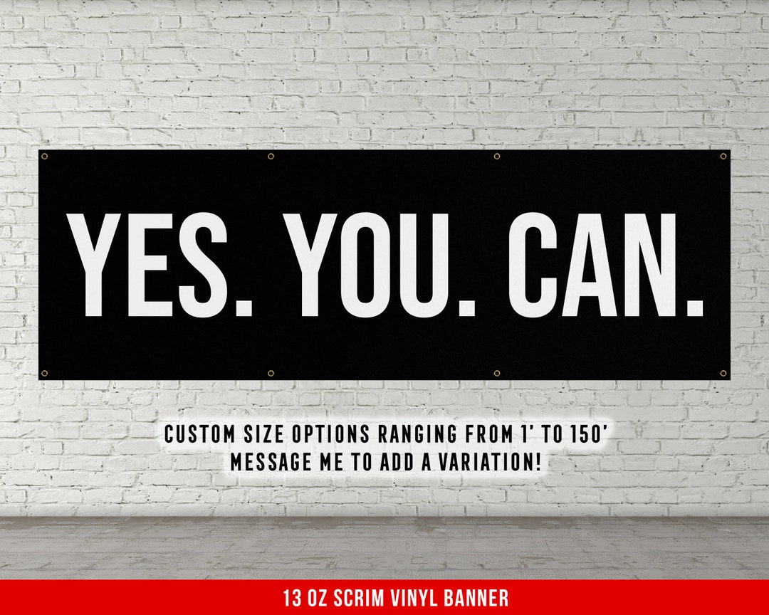 Yes You Can Banner - Motivational Home Gym Decor - Large Quote Wall Art ...