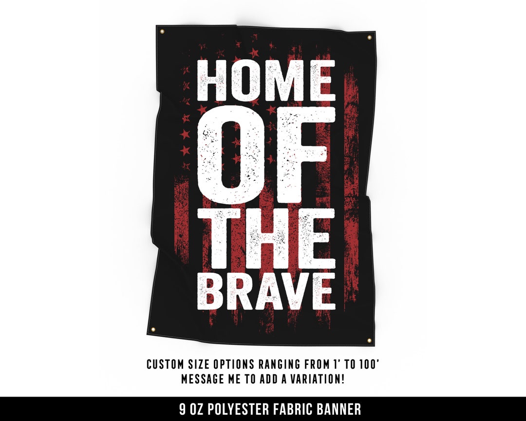 Home of the Brave Cloth Banner Home Gym Decor Large Wall Art Quote ...