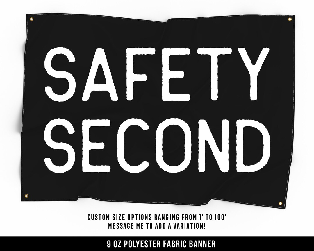 Safety Second Cloth Banner Home Gym Decor Large Wall Art Quote Funny ...