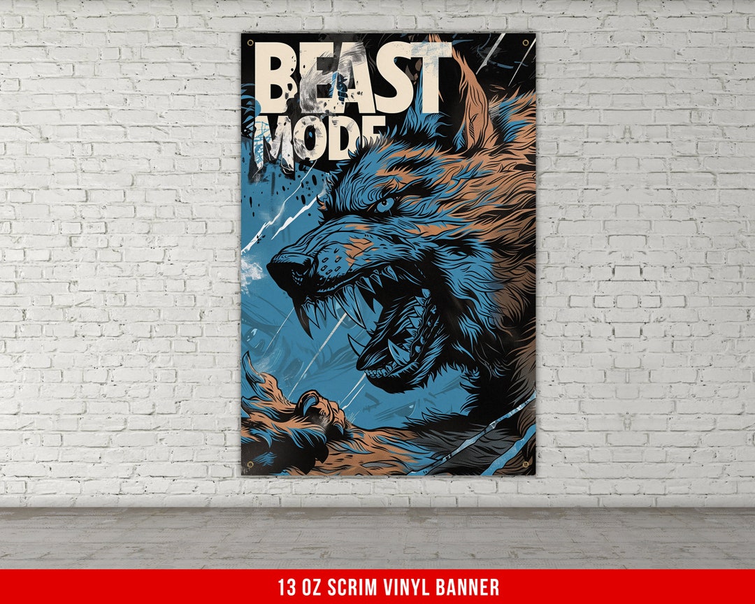 Beast Mode Banner - Home Gym Motivation - Large Inspirational Quote ...