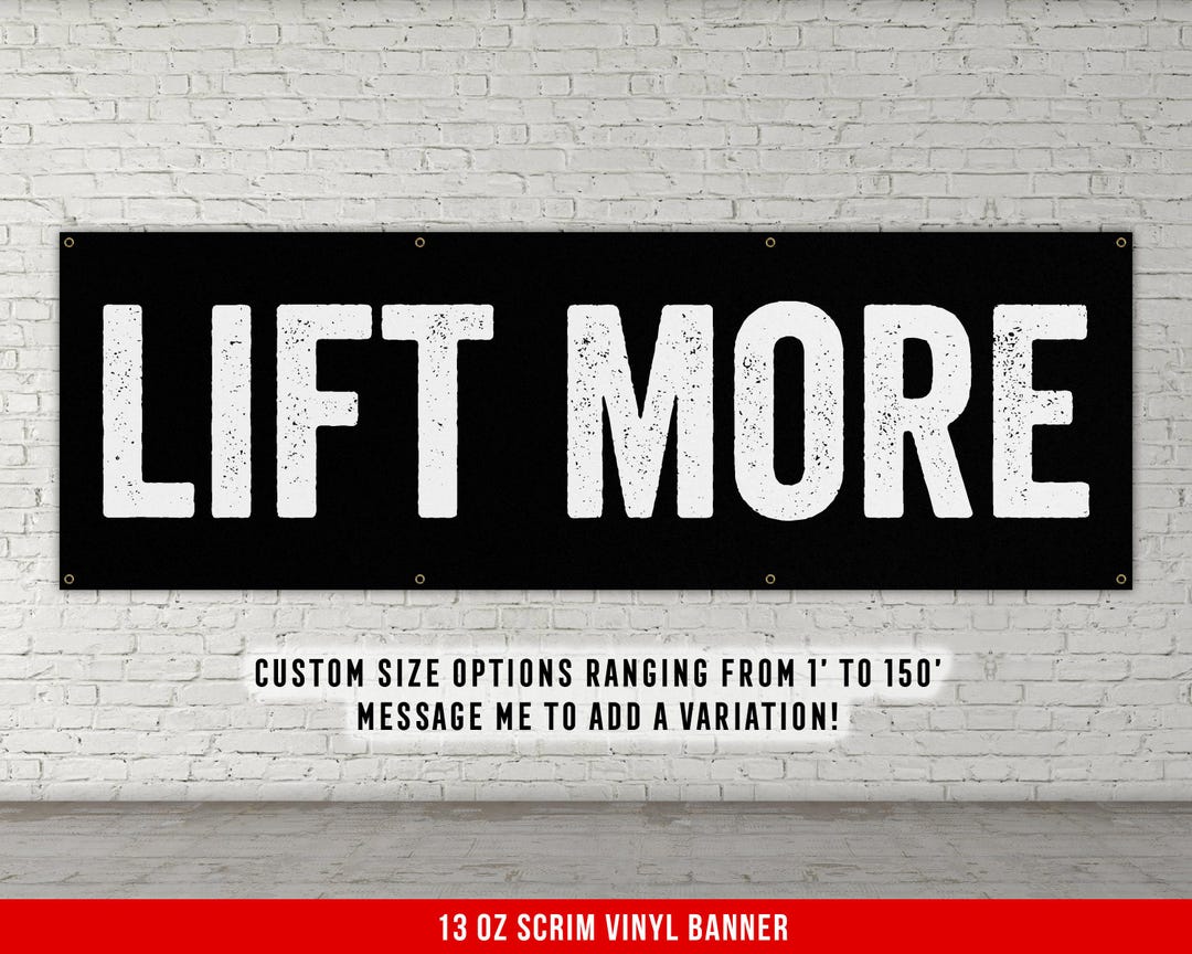 Weightlifting Motivational Quote Banner Lift More Wall Art for Home Gym ...
