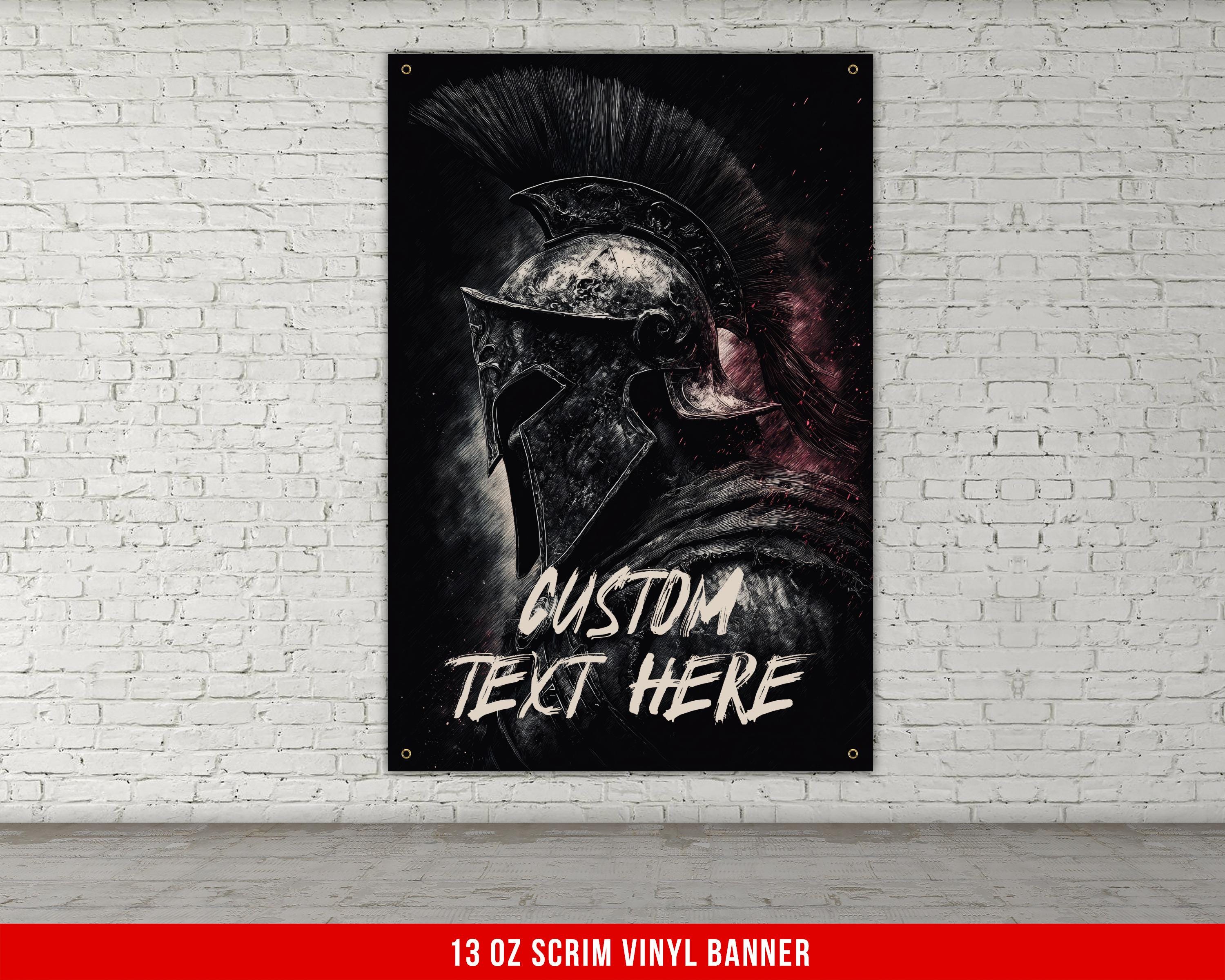 Custom Spartan Warrior Banner, Personalized Gym Decor, Motivational ...