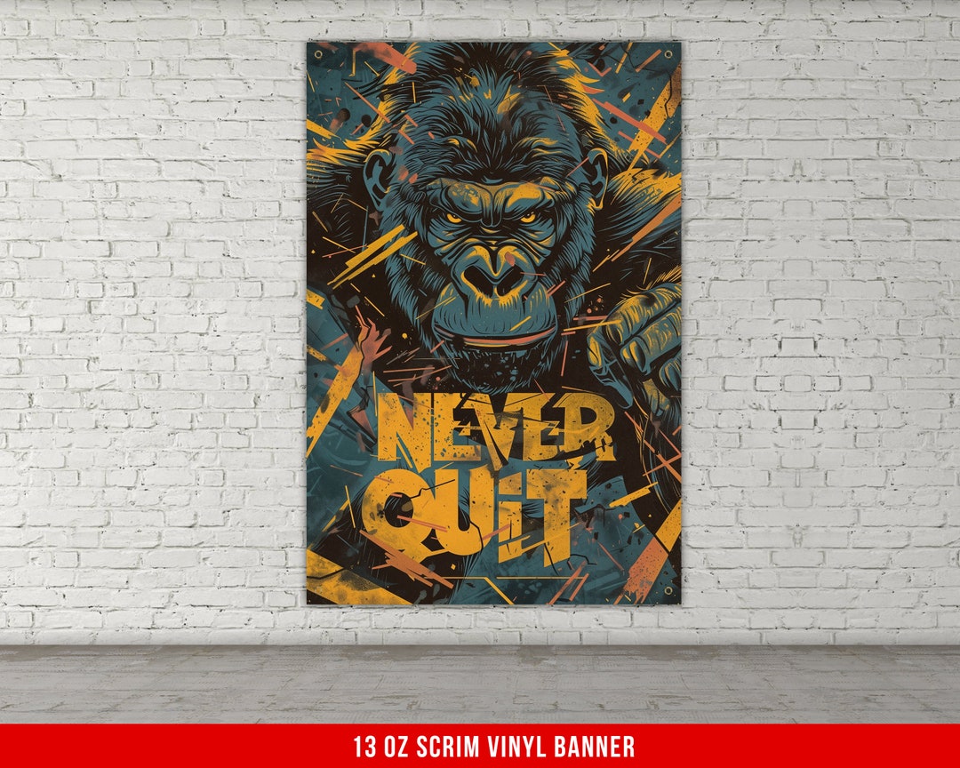 Never Quit Banner - Motivational Exercise Decor - Home Gym Display ...